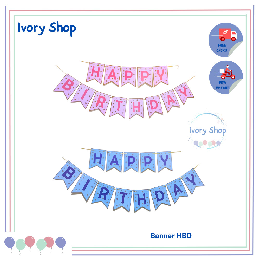 Jual BANNER HBD MOTIF BINTANG (DR SET HBD) | Shopee Indonesia