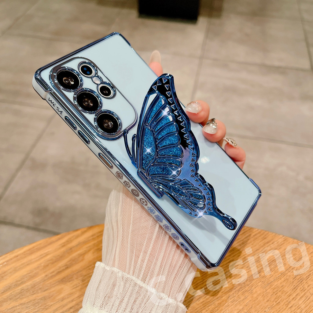 Jual Glitter Butterfly Bracket Electroplating Case for Samsung Galaxy S20 S21 S23 S24 S25 ULTRA ...