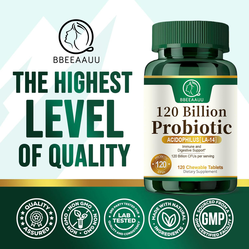 Jual BBEEAAUU 120 Billion Probiotic Chewable Tablets for Digestive and ...