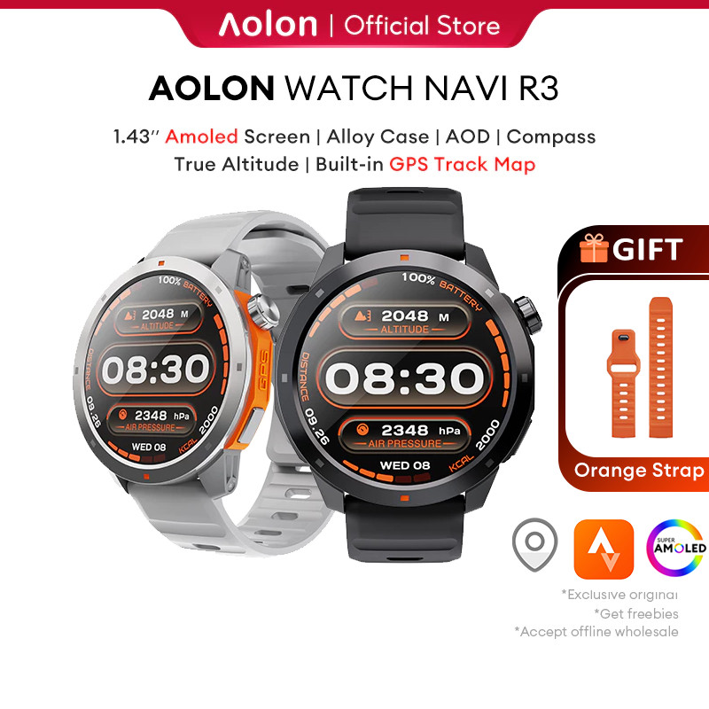Jual Aolon Navi R3 Jam Tangan Pria GPS Map Pace Amoled AOD Display ...