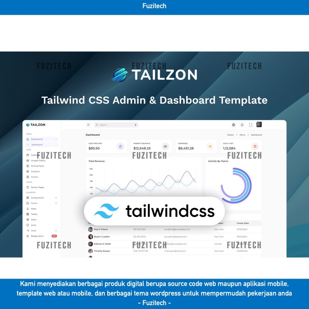 Jual WEB TEMPLATE TAILZON- TAILWIND CSS ADMIN LAYOUT UI KIT TEMPLATE D2409 FUZITECH | Shopee ...