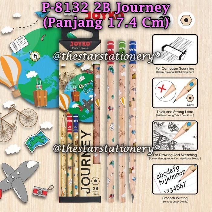 Jual (1 Pak/12) GROSIR Pensil JOYKO P-8132 2B Journey / Pensil Pencil ...