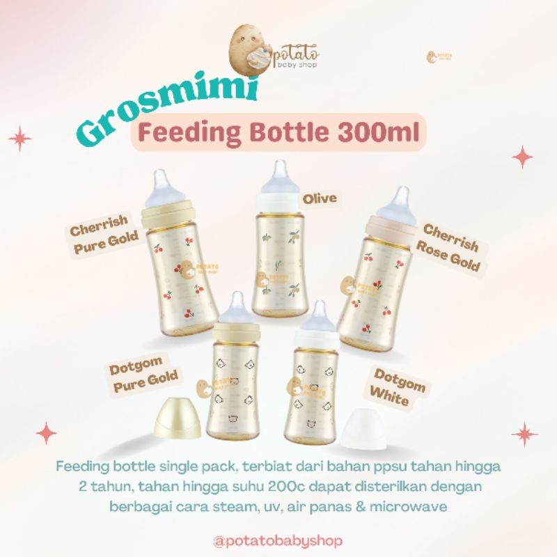 Jual Grosmimi Feeding Bottle 200ml 300ml - Botol susu korea cherry bear olive | Shopee Indonesia