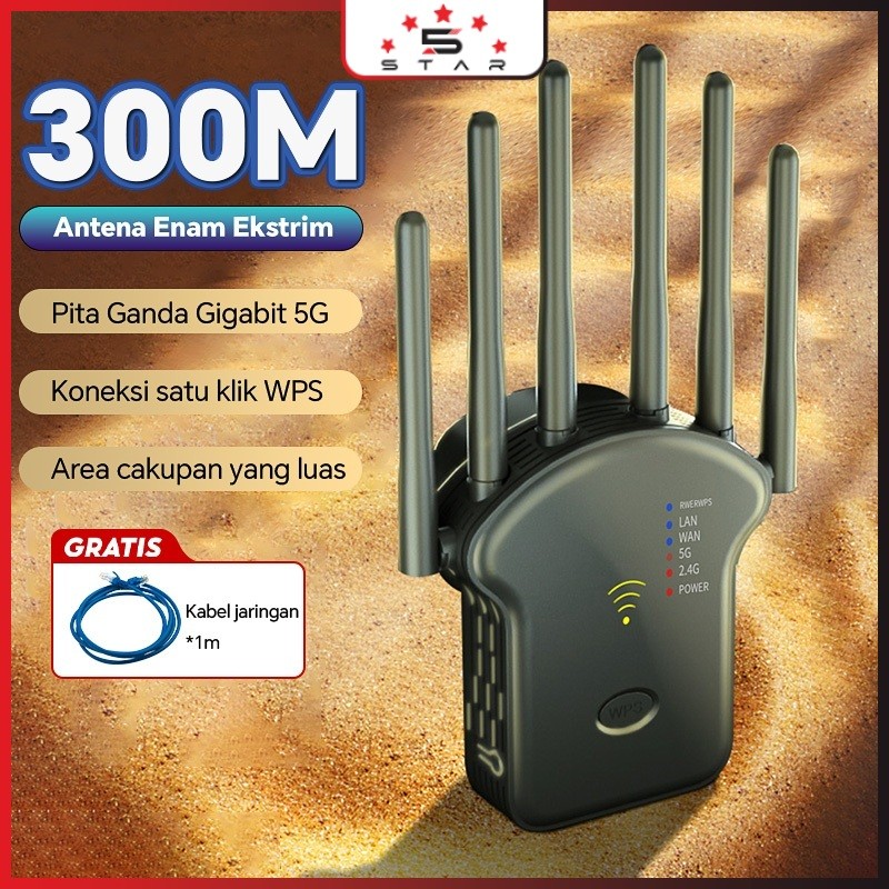 Jual 【2025 Baru】Wifi Extender 6 Antena 300M WIFI Repeater Wireless Wifi Range Extender Router ...