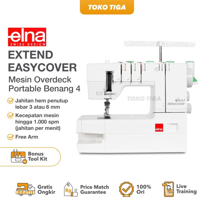 Jual Mesin Overdeck Jahit Rantai Portable Benang 4 - Elna Extend ...