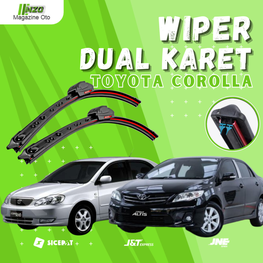 Jual 1 SET (2 BUAH) Wiper Dual Blade - Toyota Corolla Altis - Wiper 2 Lapis Karet Frameless ...
