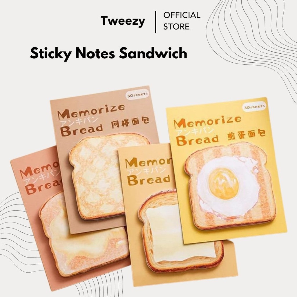 Jual Sticky Notes Lucu 30 Lembar Memorize Bread / Memo Pad Lucu Kertas ...