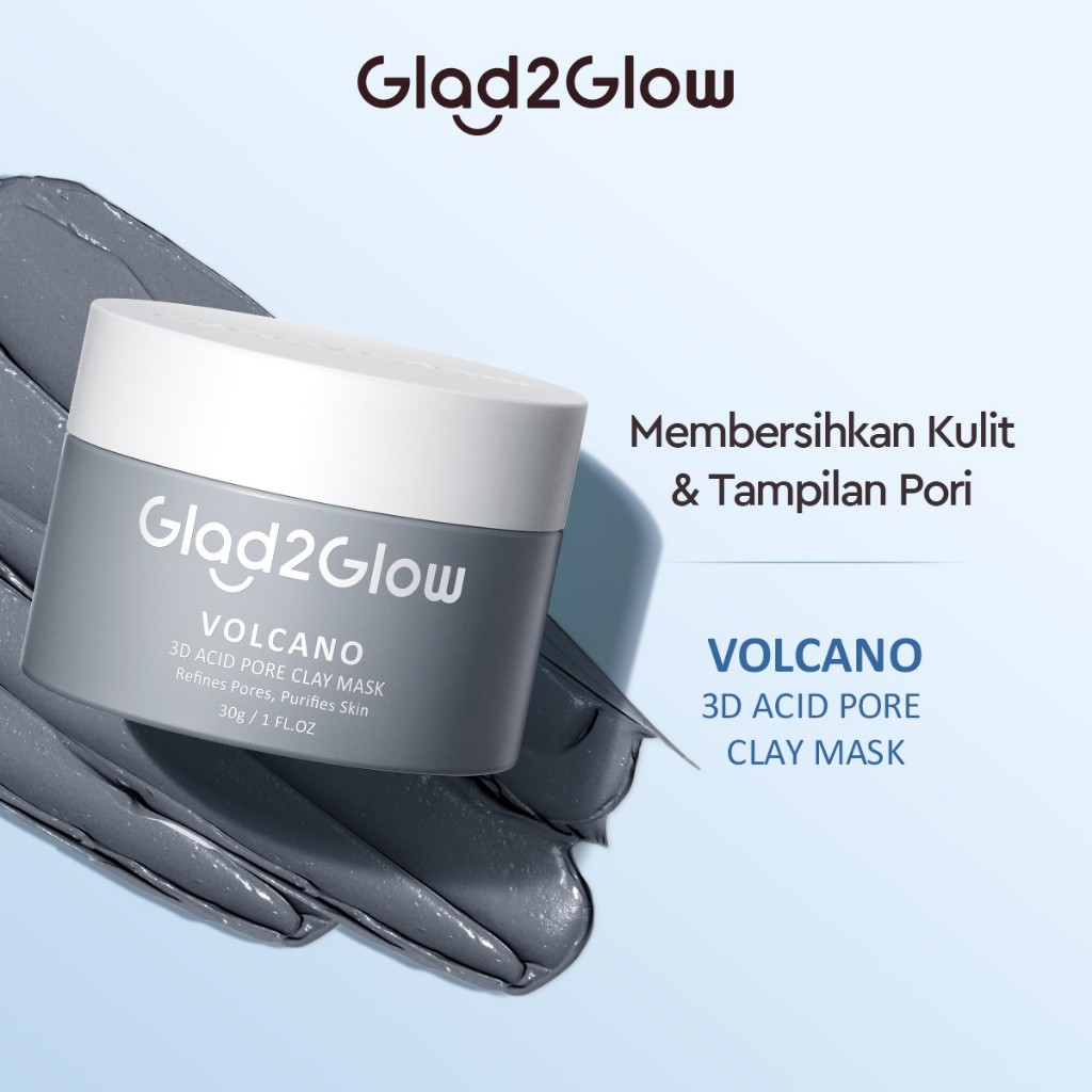 Jual Glad2glow Volcano Clay Mask Masker Komedo Deep Pores Cleansing Mud Mask 30g | Shopee Indonesia