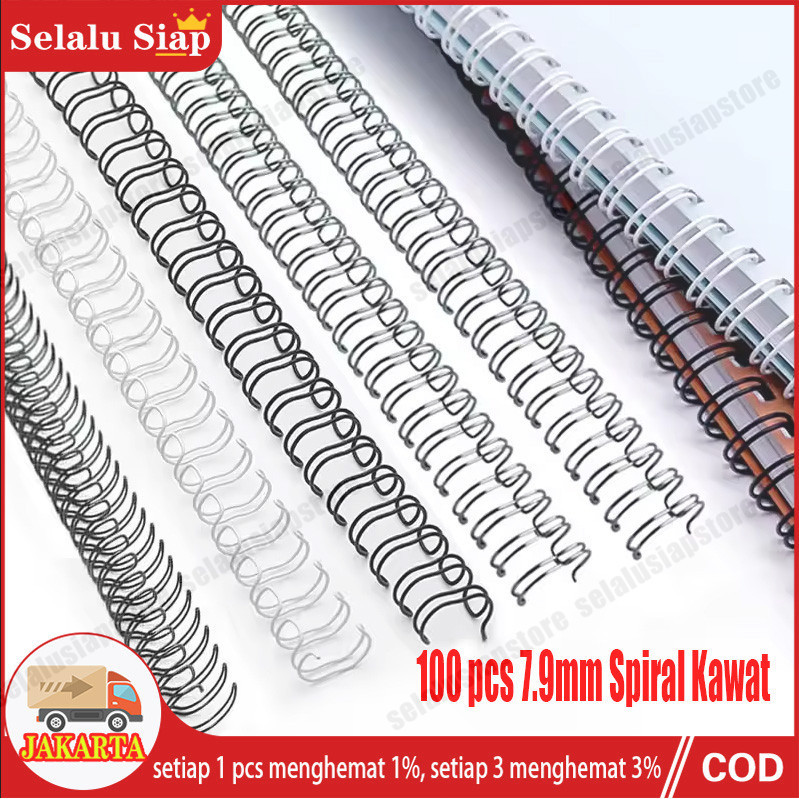Jual 100 pcs 7.9mm Spiral Kawat / Ring Kawat Jilid Spiral 3:1 Ukuran A4 ...