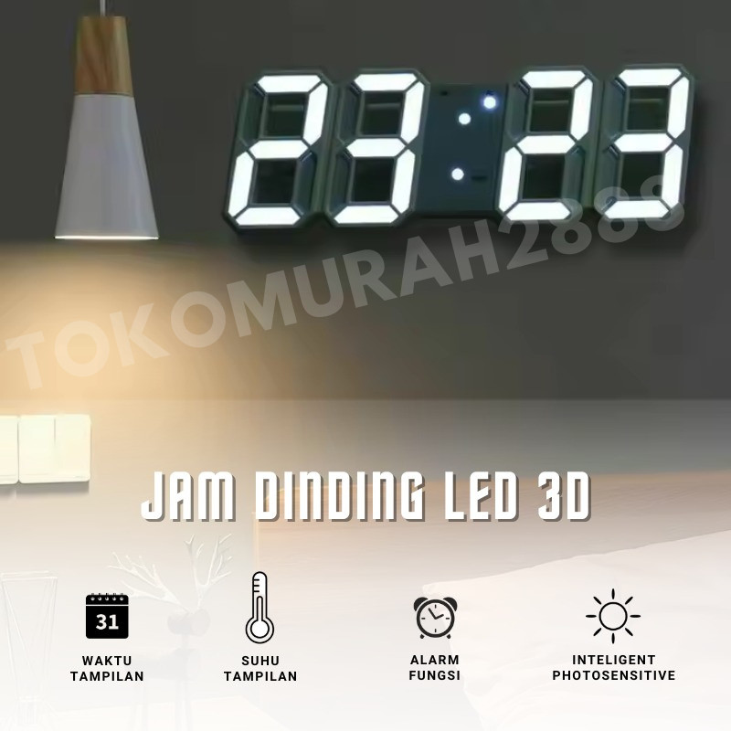 Jual Jam LED Digital Alarm Clock 3D Jam Weker Meja Dinding LED Digital ...