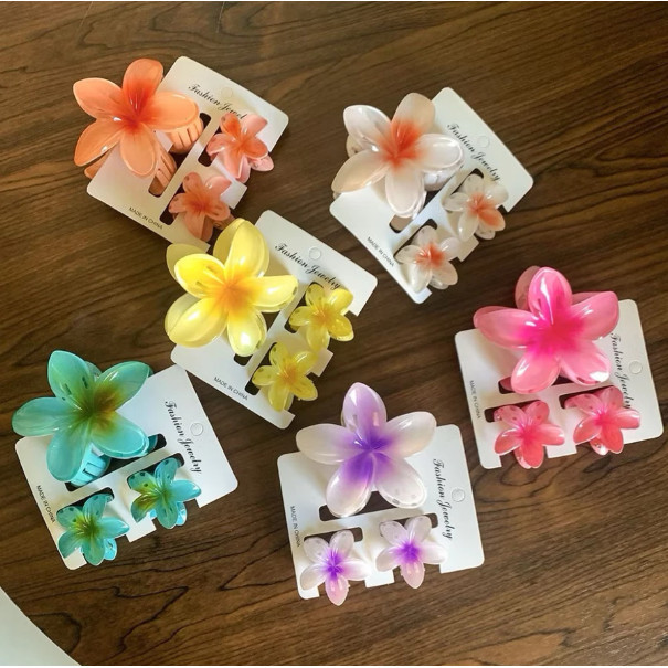 Jual Jepit Rambut 3in1 Korean Bunga Kamboja Bali Flower Hair Clip Style ...