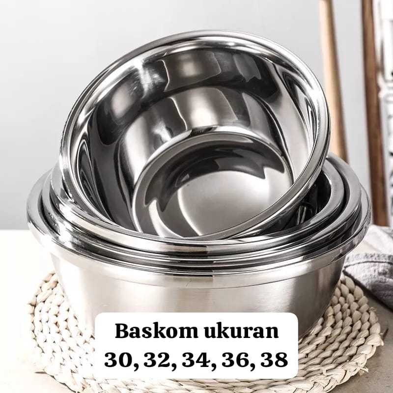 Jual Baskom Stainless Anti Karat Ukuran 30, 32, 34, 36, 38 / Loyang ...