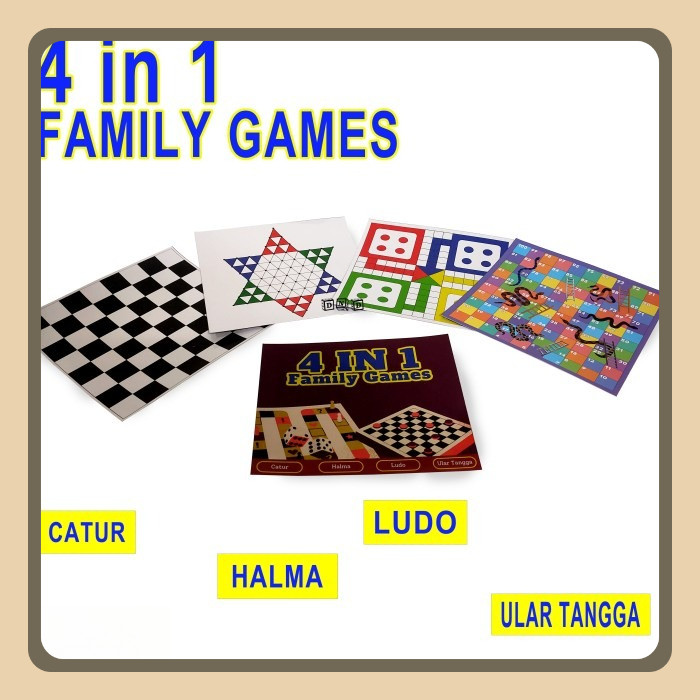 Jual Mainan Anak Keluarga Family Board Game 4 in 1 Halma Catur Ular ...