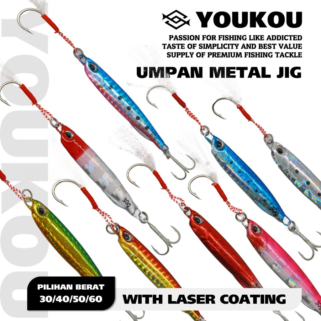 Jual YOUKOU Baru Umpan Pancing Jigging Hook Memancing Spinner Umpan 30G 40G 50G 60G Laser Metal ...