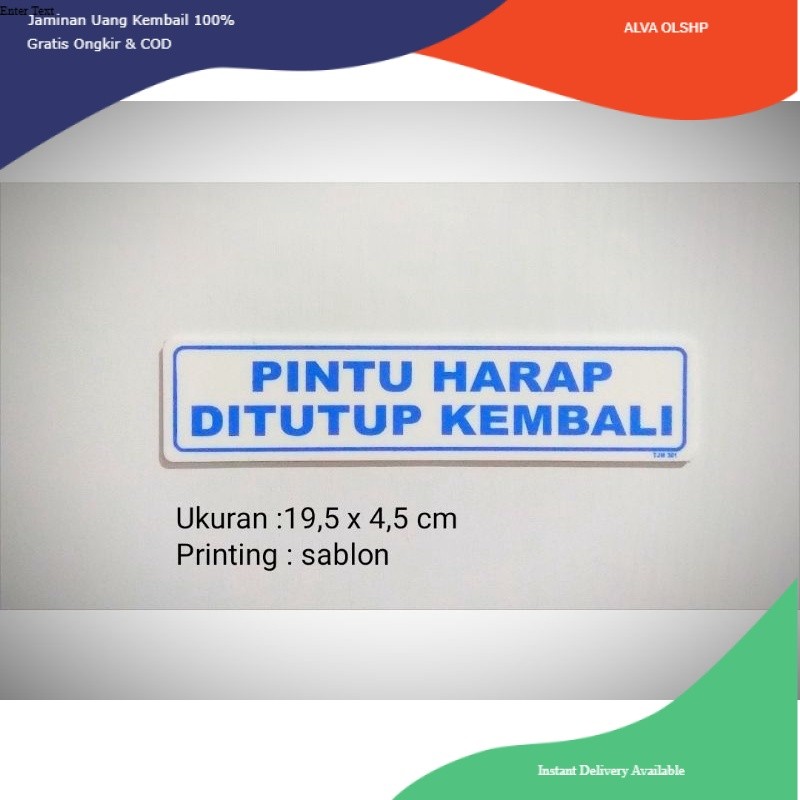 Jual stiker Sign plat Pintu harap ditutup kembali | Shopee Indonesia