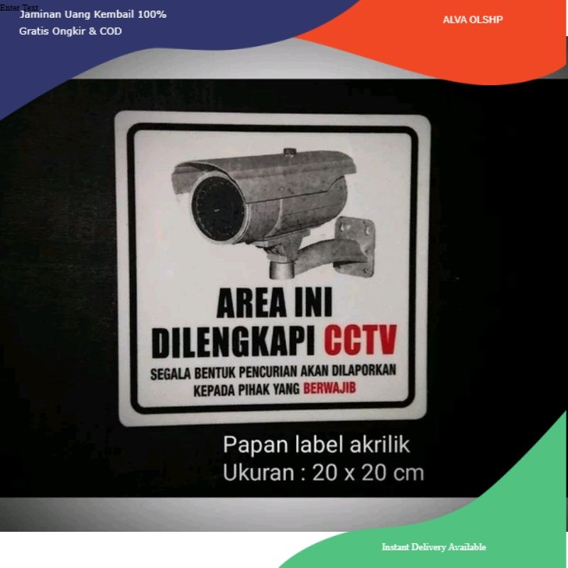 Jual stiker Sign tulisan area ini di lengkapi cctv sticker area dipantau cctv | Shopee Indonesia