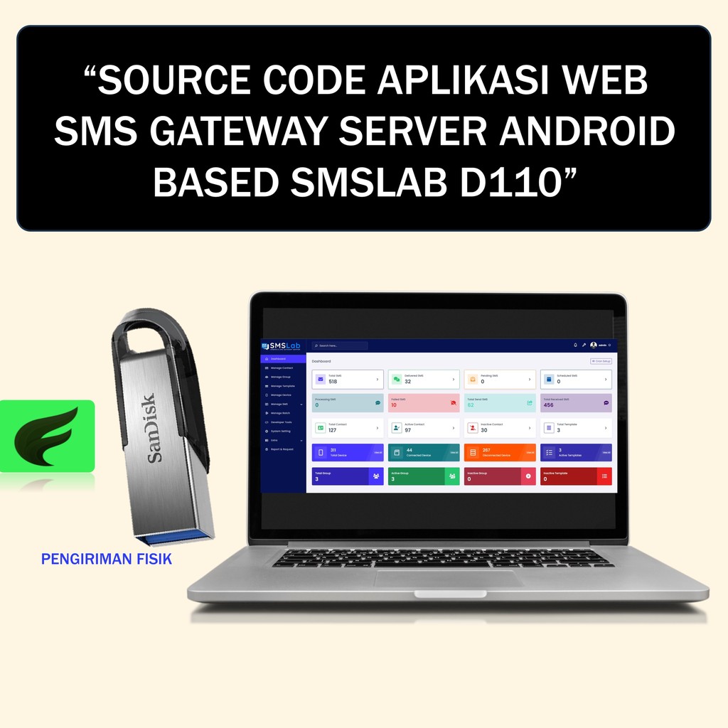Jual SOURCE CODE APLIKASI WEB SMS GATEWAY SERVER ANDROID BASED SMSLAB D110 | Shopee Indonesia
