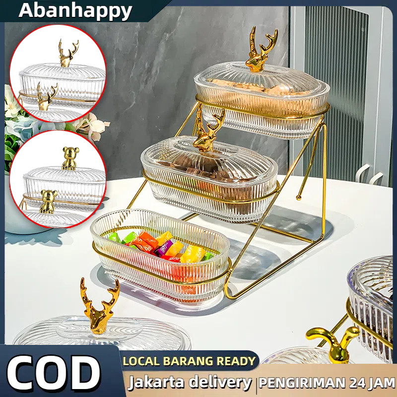 Jual 3 Lapis Toples Tempat Buah Snack Makanan Ringan Wadah Buah Dengan ...