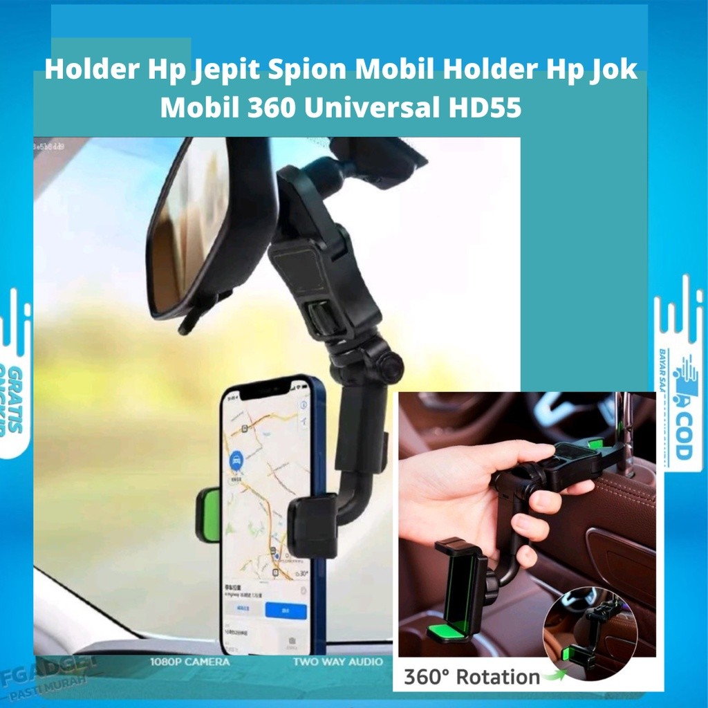 Jual Holder Hp Jepit Spion Mobil Holder Hp Jok Mobil 360 Universal HD55 ...
