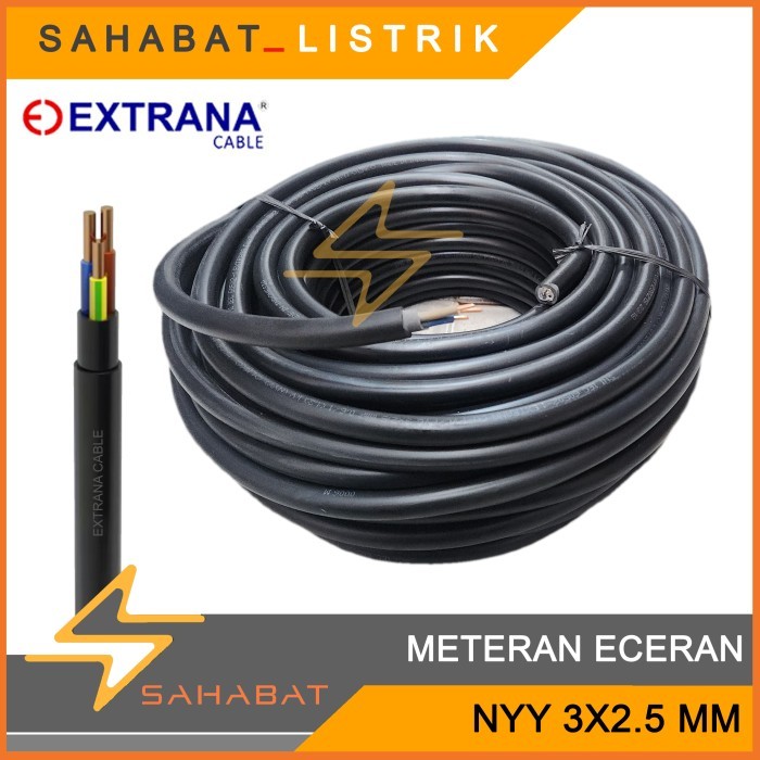 Jual KABEL LISTRIK EXTRANA NYY 3X2.5 3x2,5 HARGA PERMETER HITAM | Shopee Indonesia
