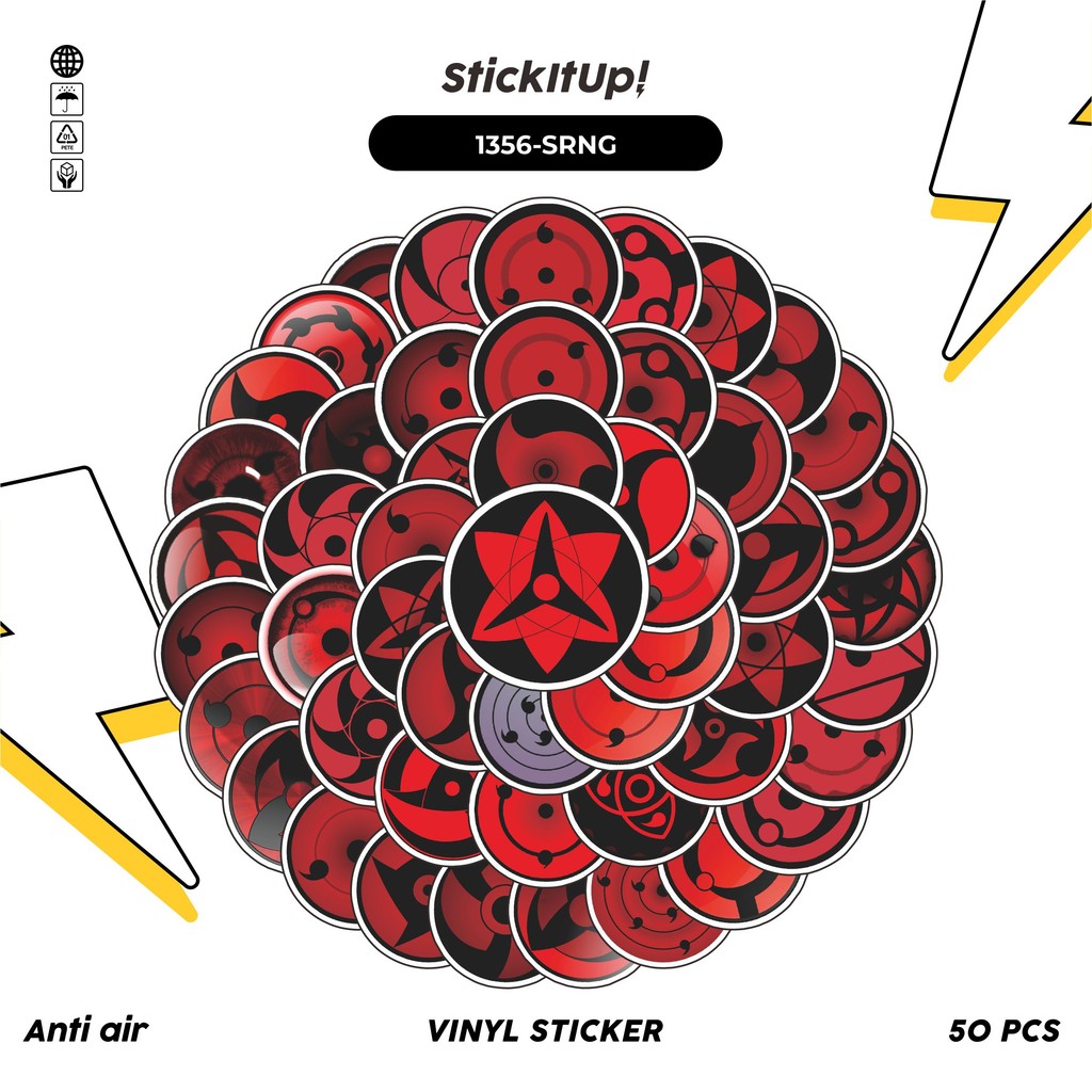Jual COD 50 Pcs Stiker Anime Naruto - Uchiha Sharingan Lucu Anti Air ...