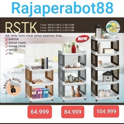 Jual Rak Susun Plastik Serbaguna Kecil Tabitha + Roda - RSTK 3 4 5 Susun - random, 5 susun ...