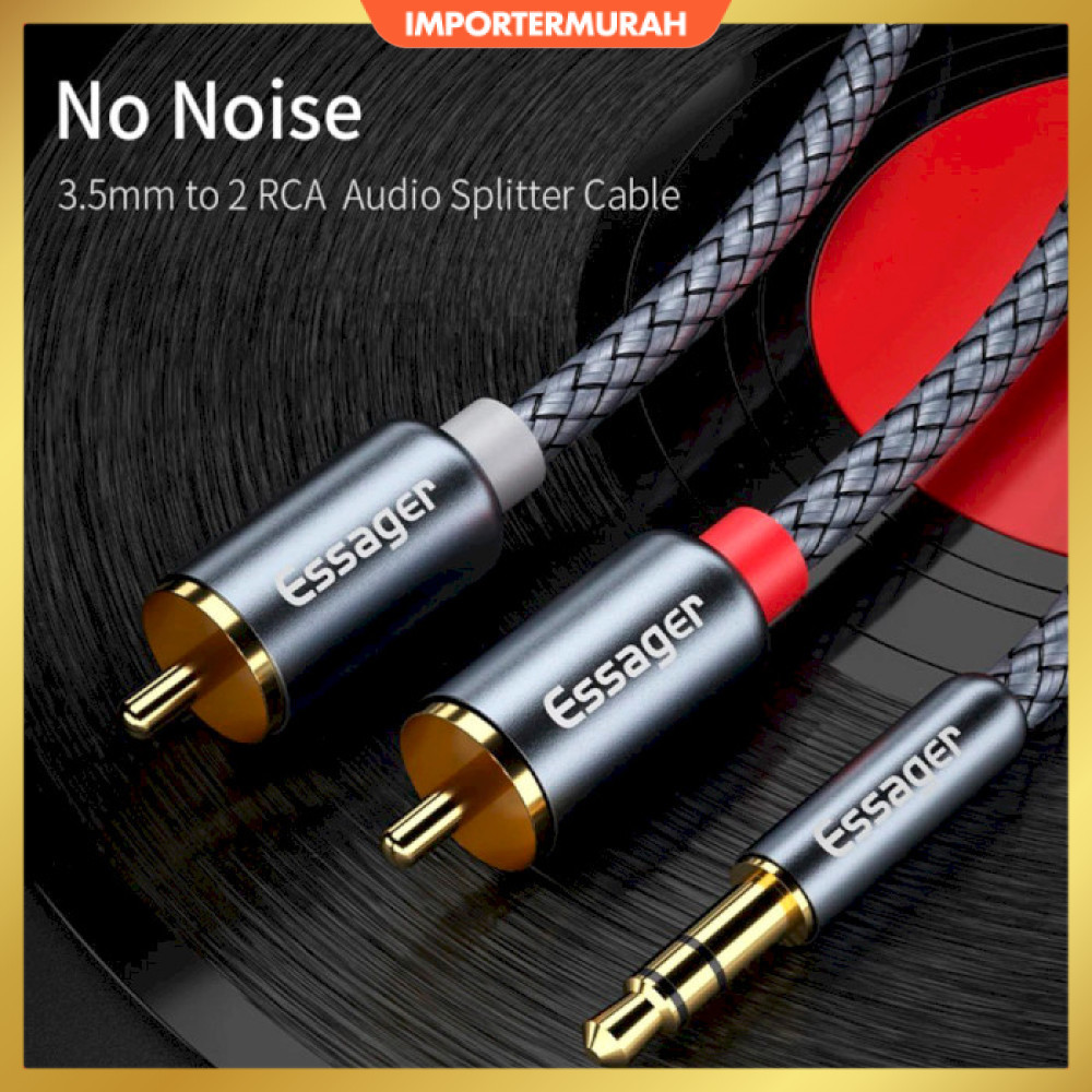 Jual ESSAGER Kabel Audio Jack 3.5mm to 2 RCA Adapter Splitter HiFi 3M ...