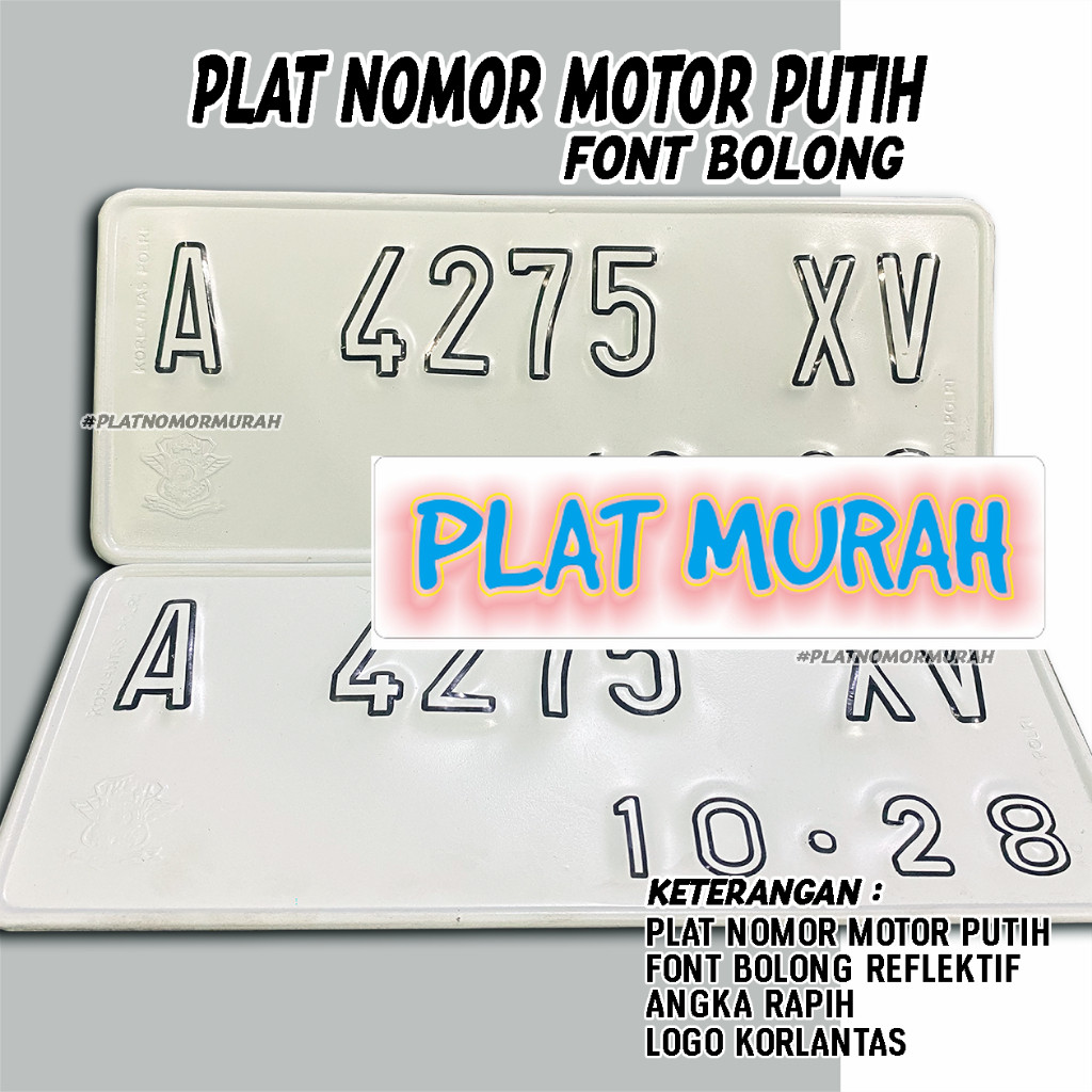 Jual Plat Motor Putih Angka Font Variasi Full Bolong | Shopee Indonesia