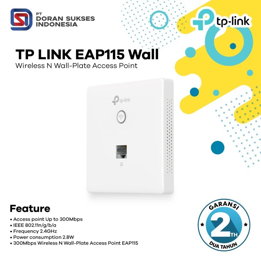 Jual TP LINK EAP115-Wall 300Mbps Wireless-Plate Access Point -Garansi ...