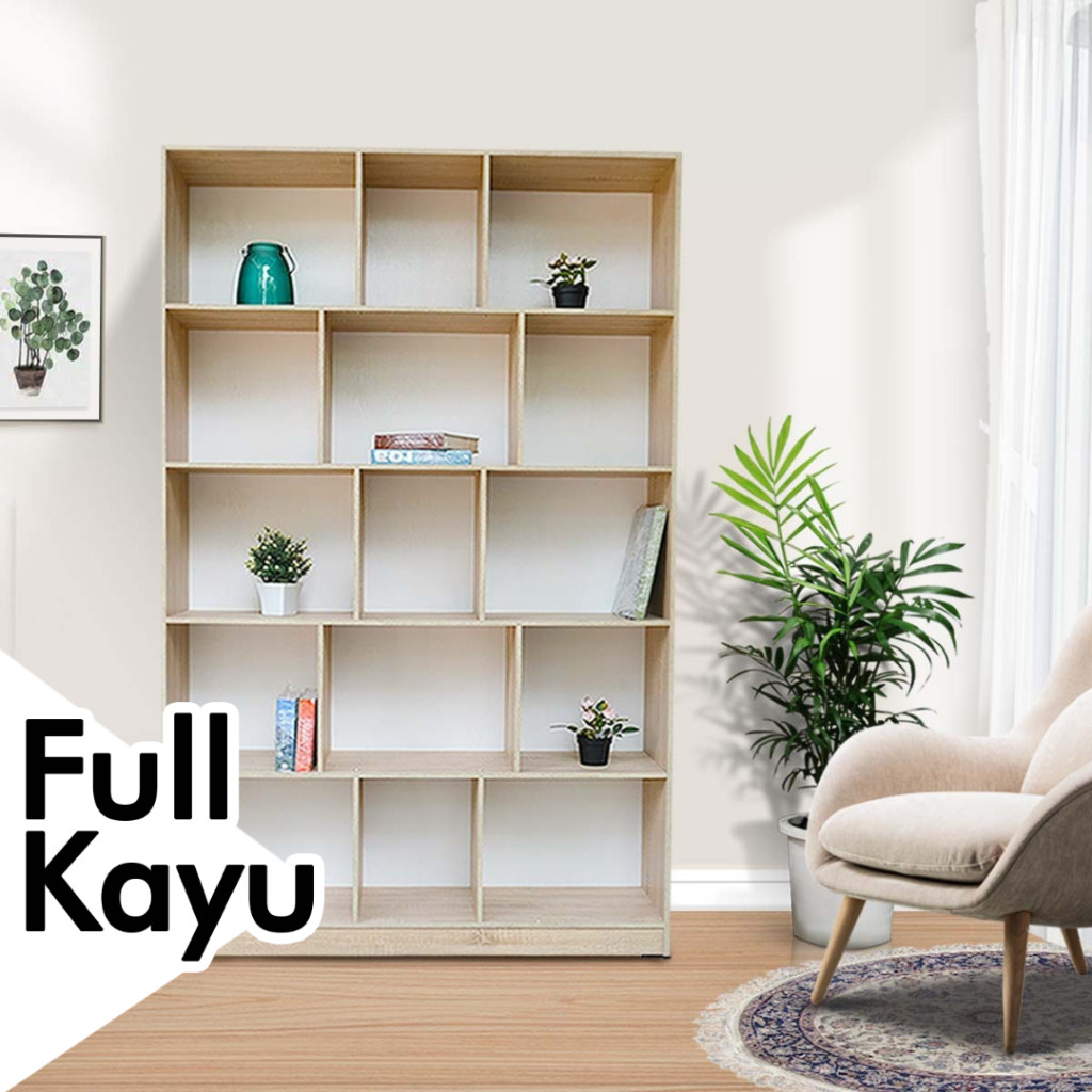 Jual IDEA Rak Buku Kayu Lemari Partisi Serbaguna Modern Minimalis ...