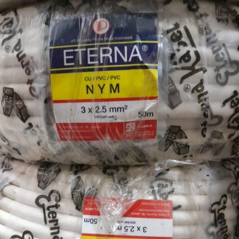 Jual KABEL ETERNA NYM 3x2.5 50 METER TEMBAGA TUNGGAL | Shopee Indonesia
