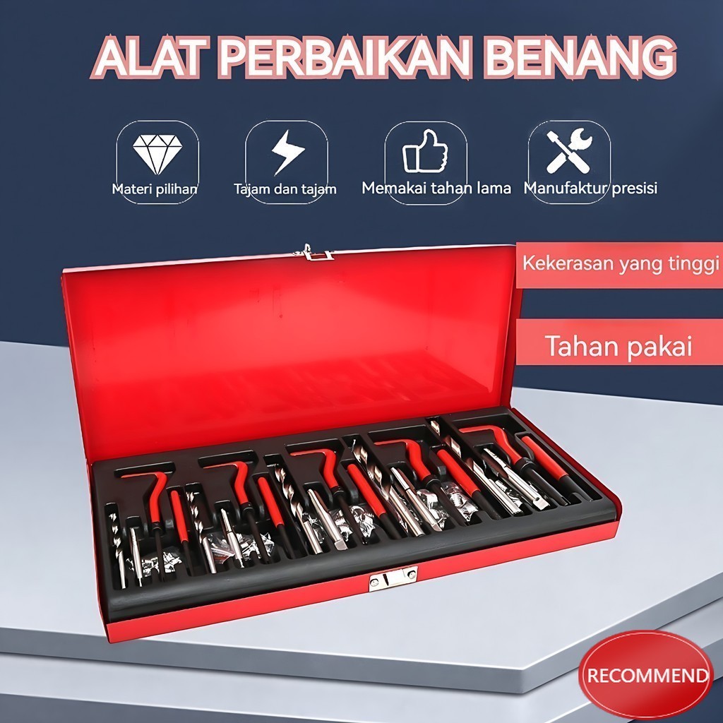 Jual Benang Perbaikan Alat Kit 131Pcs untuk M5 M6 M8 M10 M12 Benang ...