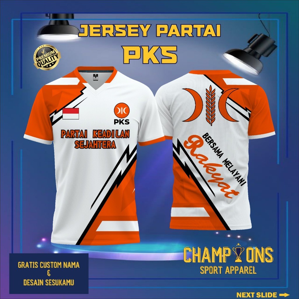 Jual Baju Jersey PARTAI PKS 2024 Unisex, Bisa Custom Nama, Tulisan dan ...