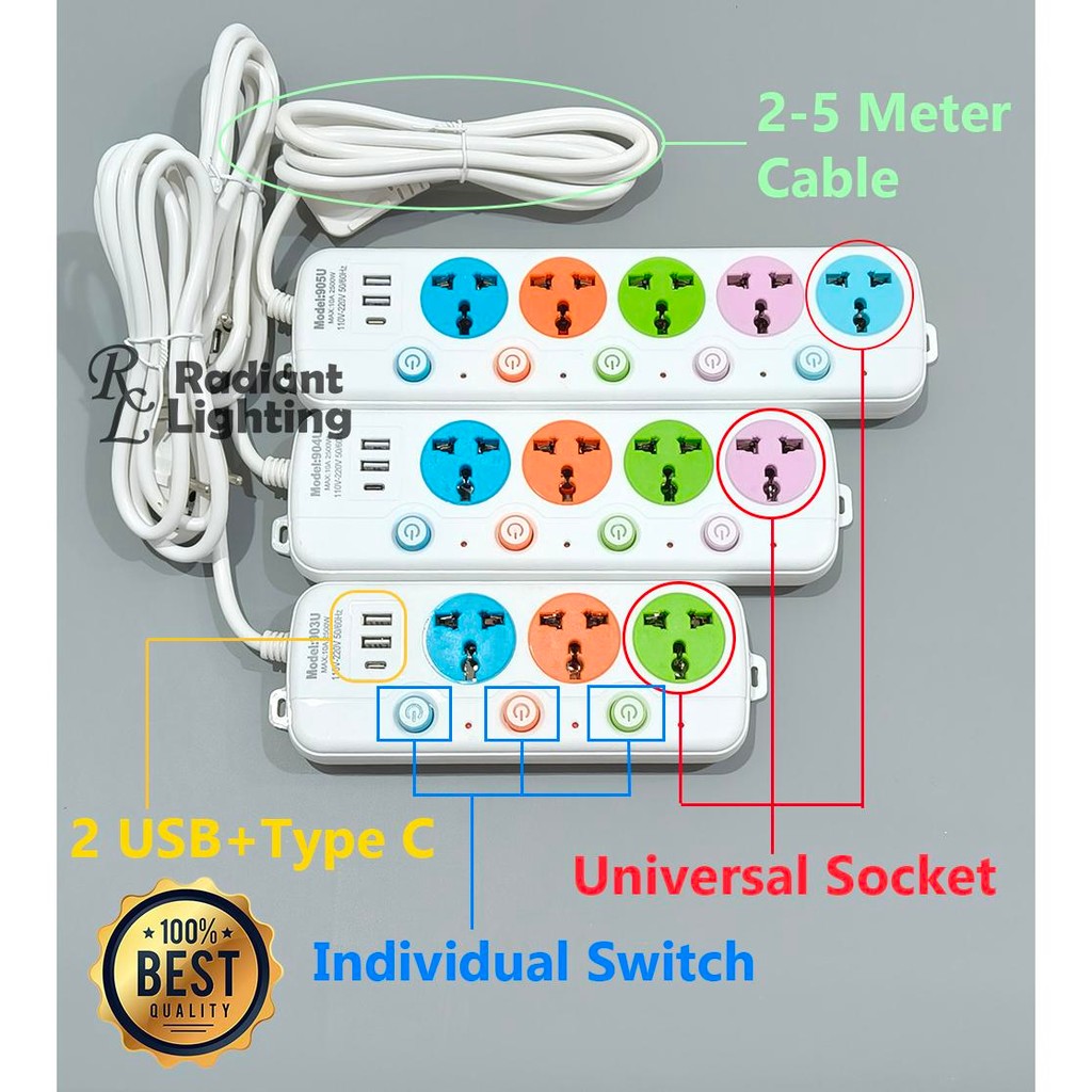 Jual Stop Kontak Kabel + Saklar Switch Tersendiri Universal USB Type C ...