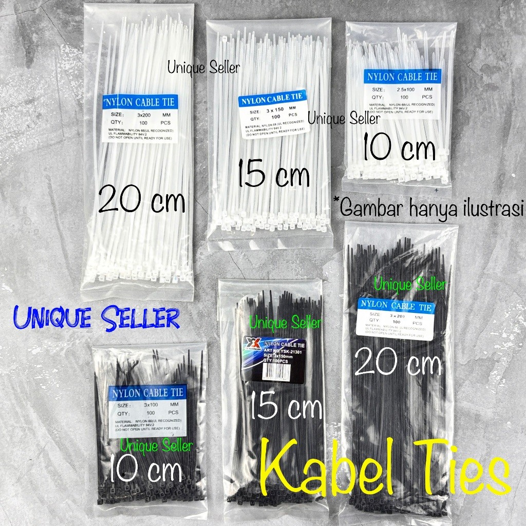 Jual Kabel Ties 10cm 15cm 20cm isi 100 Kabel Ties Tis 10 15 20 cm HItam ...