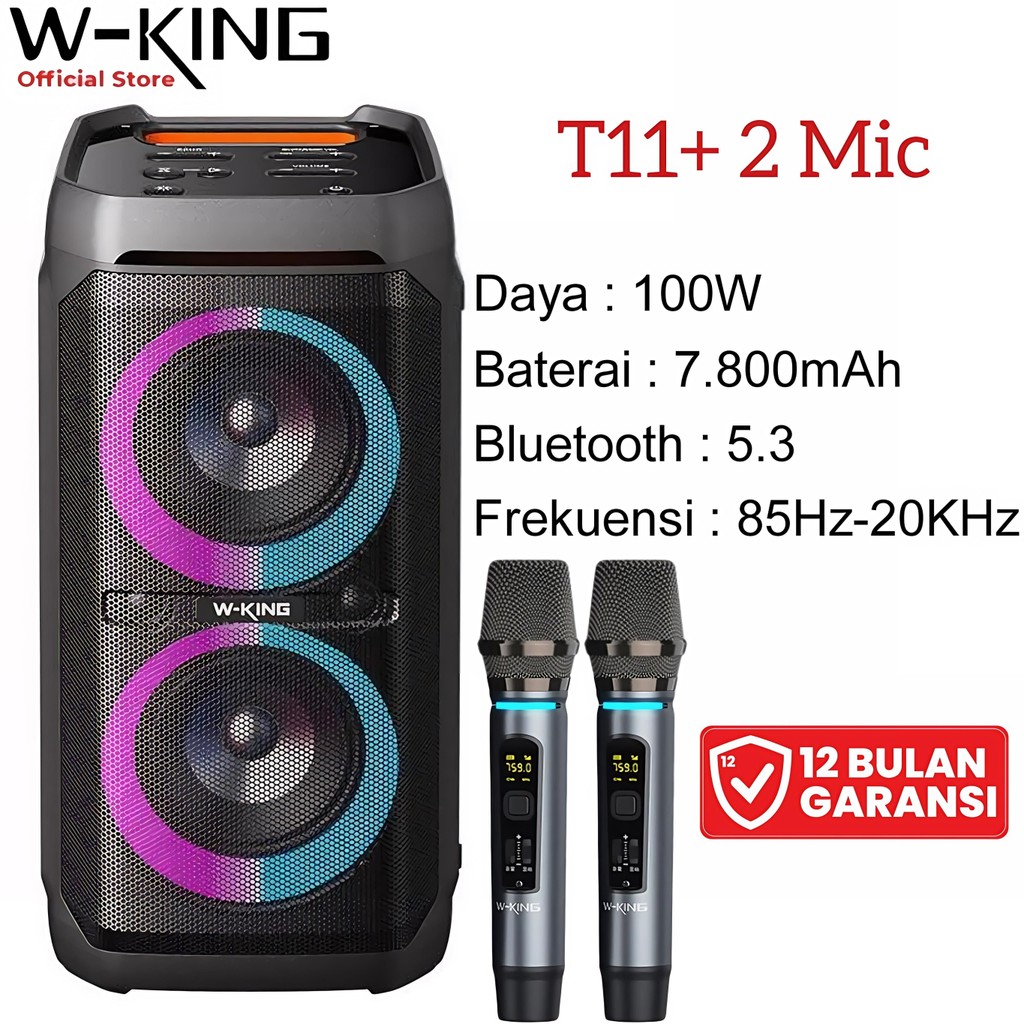 Jual Wking Speaker Bluetooth Karaoke T11+ 2Mic Portable Wireless ...