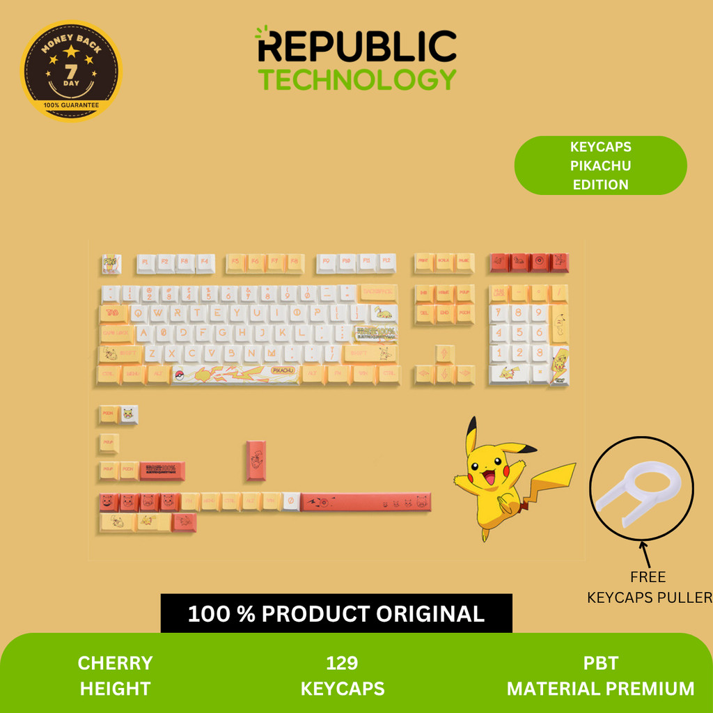 Jual Republic Technology Keyboard Keycaps Pikachu Pokemon Edition with ...