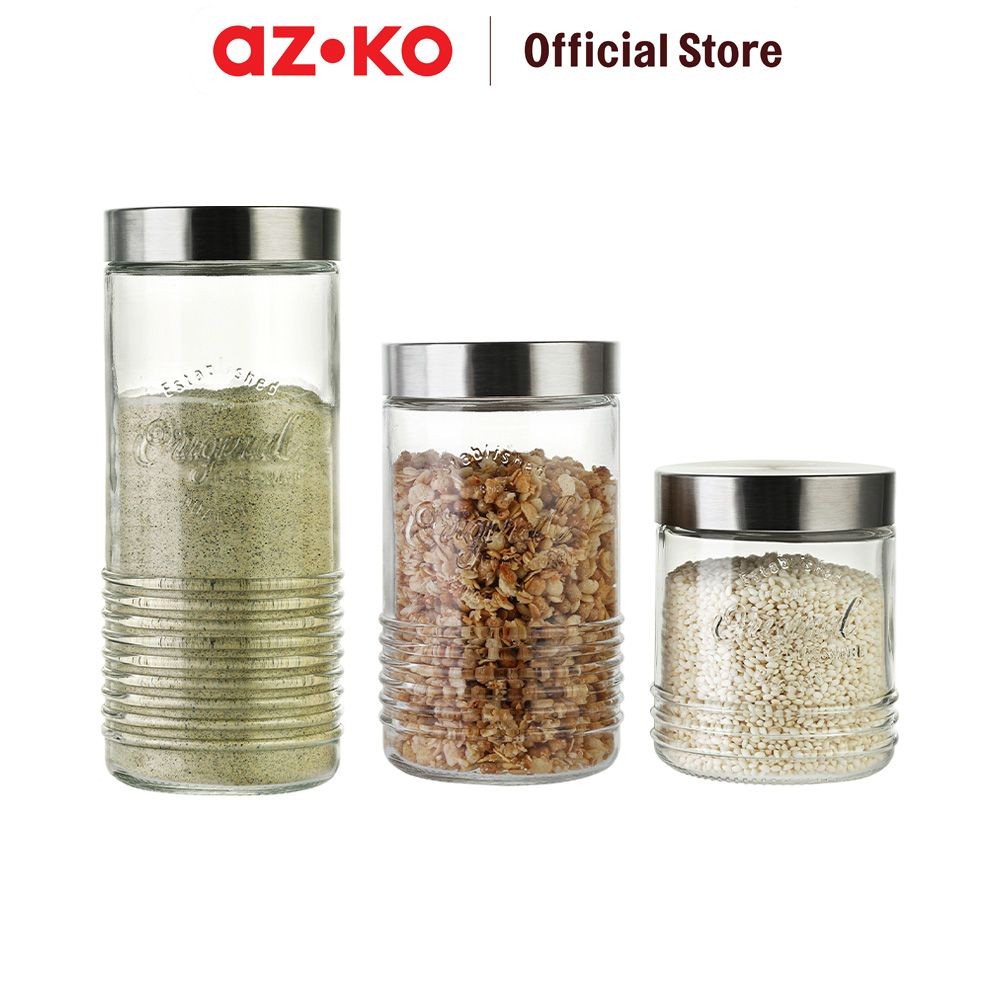 Jual AZKO Kris Set 3 Pcs Stoples Kaca Original Jar Tempat Simpan Snack ...