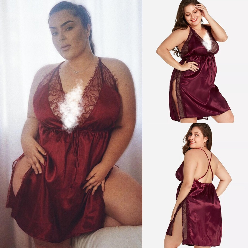 Jual ND102 set lingerie sexy big size lingerie dress jumbo daster pakaian tidur sexy | Shopee ...