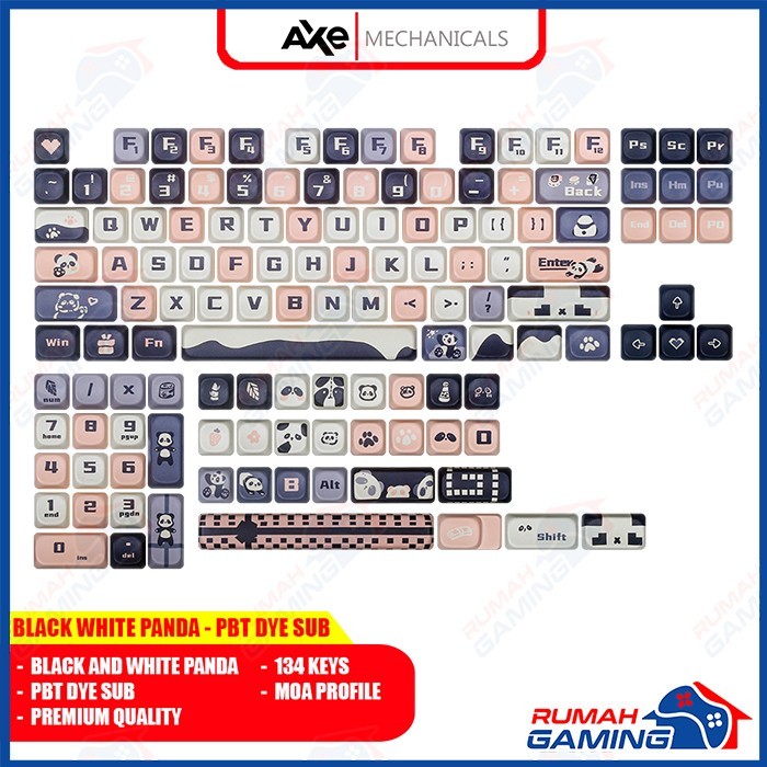 Jual AXE MECHANICALS - Black And White Panda - MOA Profile - PBT Keycap ...