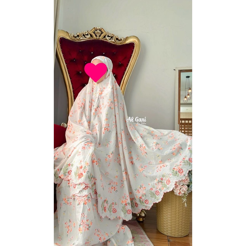 Jual Mukena ALGANI TERBARU Border Putih Bunga Orange dangan cantik dan ...