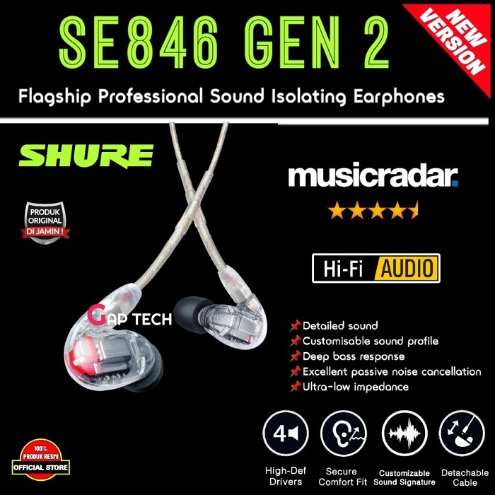 Jual SHURE SE846 / SE 846 Gen 2 Gen2 Flagship Sound Isolation Eahones ...