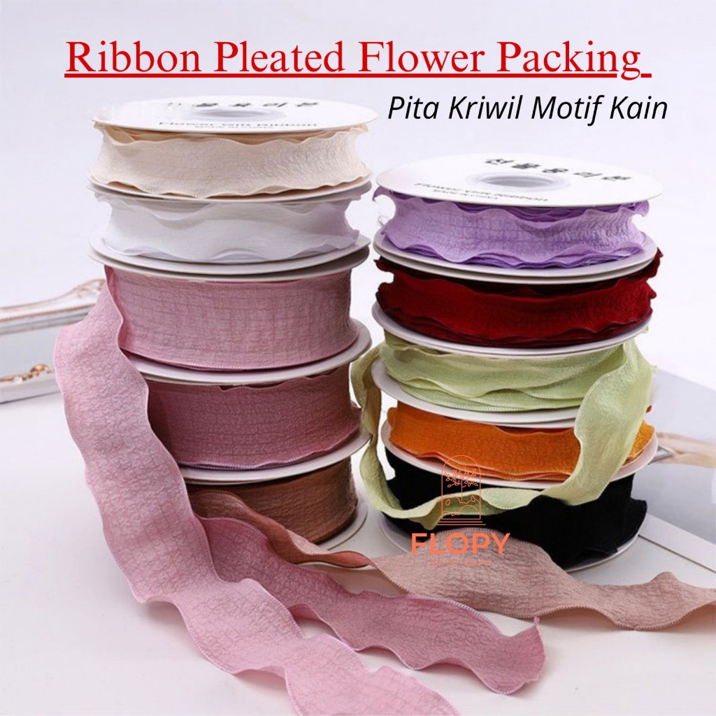Jual [ 2,5 CM ] Pita Kriwil Motif Kain / Pita Dekorasi / Pita Kado ...