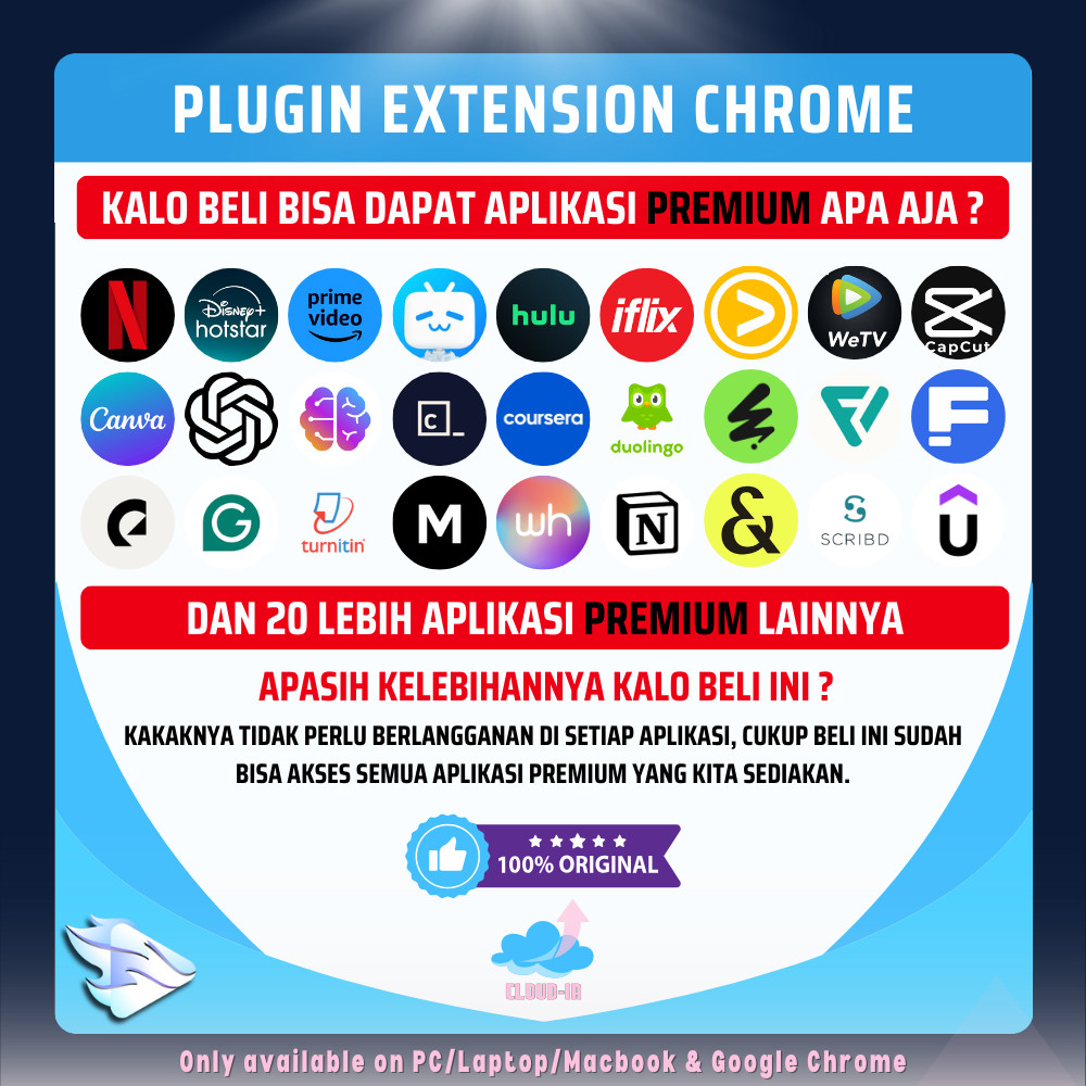 Jual Premly Extension Chrome Akses Semua Aplikasi Premium Hanya Dengan ...