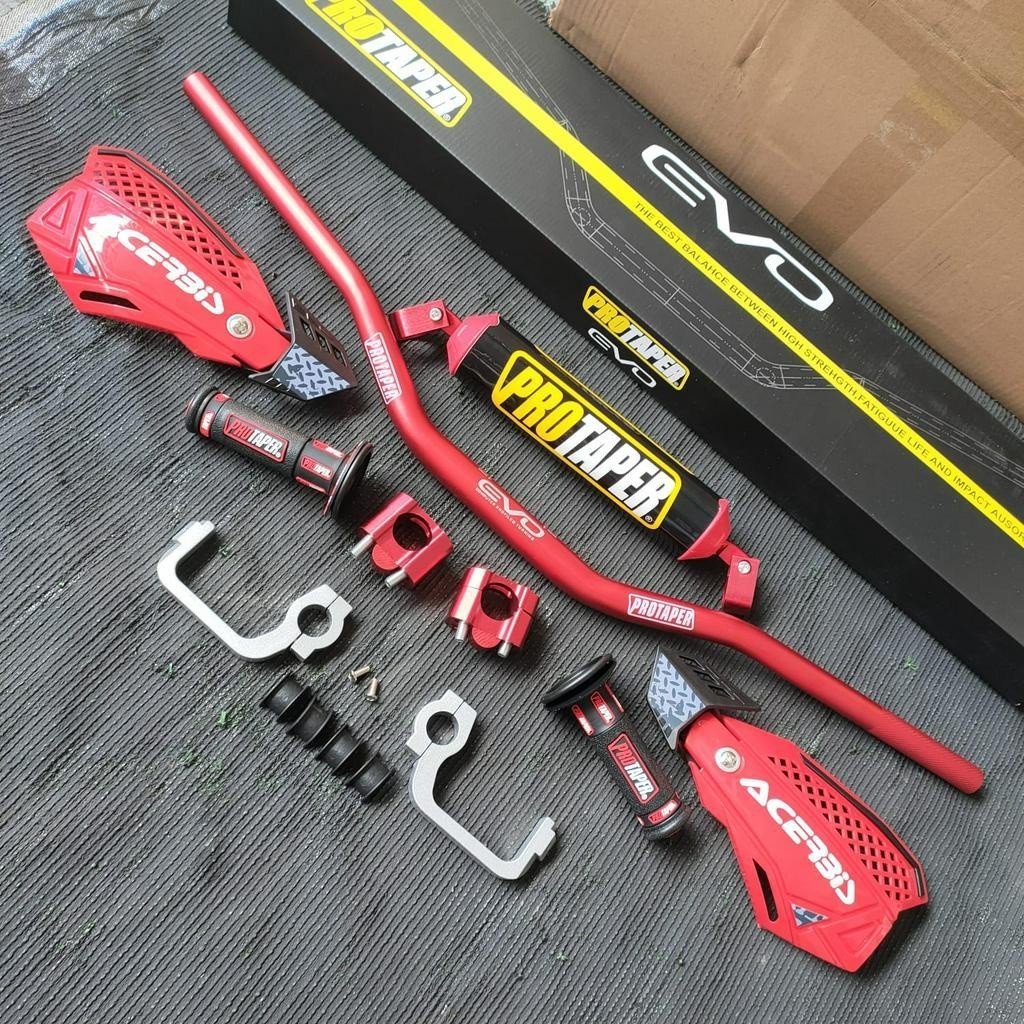 Jual stang fatbar protaper evo low paket handguard acerbis breket besi ...