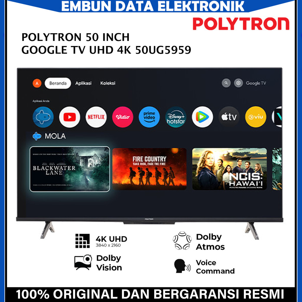 Jual TV POLYTRON 50 inch Smart Google TV UHD 4K 50UG5959 - Youtube ...