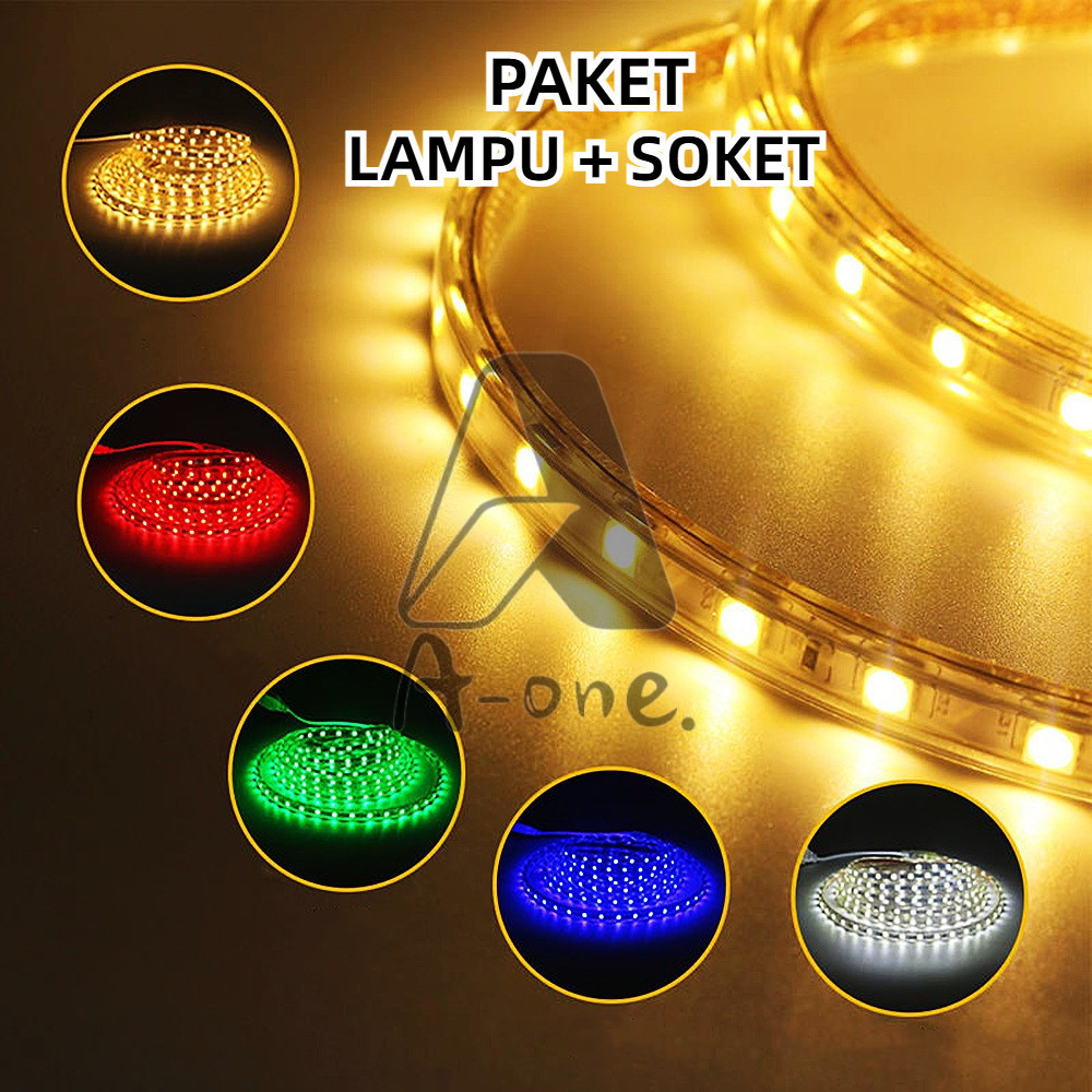 Jual PAKET LAMPU LED STRIP SELANG 220V LENGKAP TINGGAL COLOK 5050 LAMPU ...