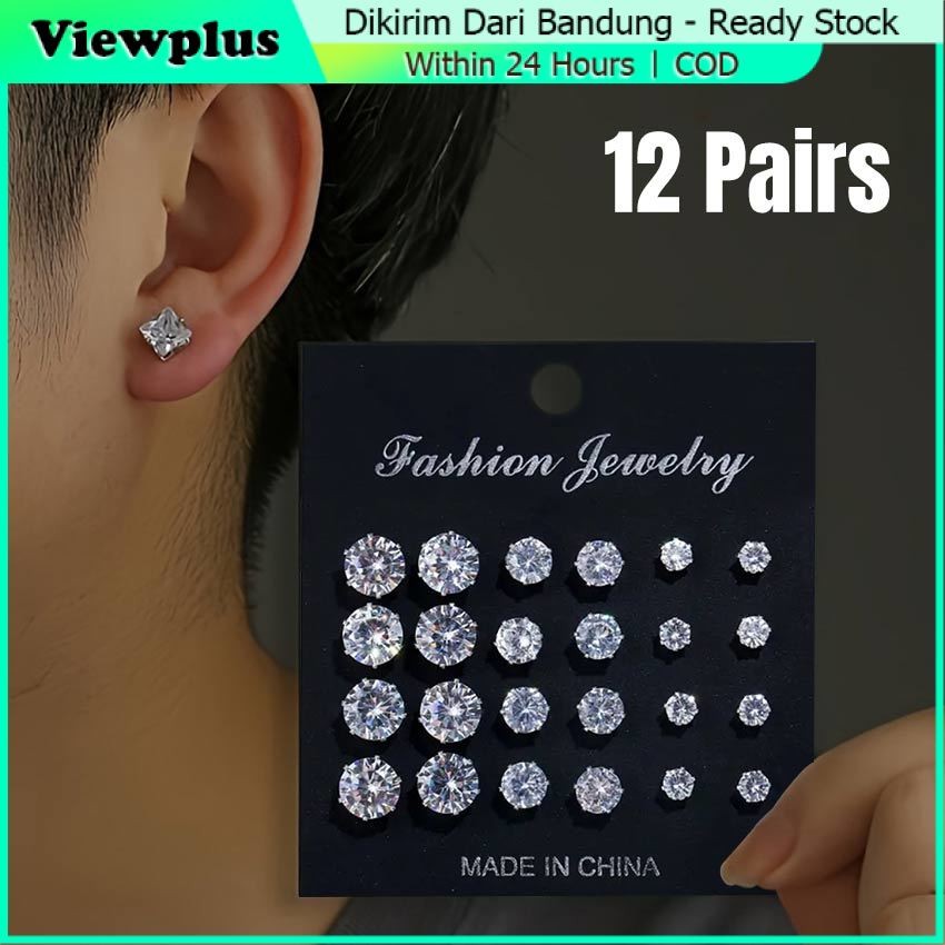 Jual 12 Pasang Anting Tusuk Desy Permata Titanium Mutiara Korea Style ...
