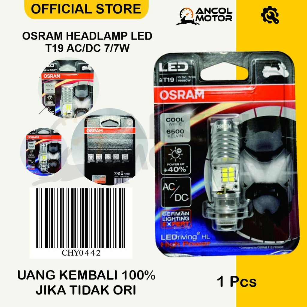 Jual T19 Osram LED Lampu Motor H6 7W 6500K Cool White - Pemasangan PNP AC/DC, Yamaha & Honda ...