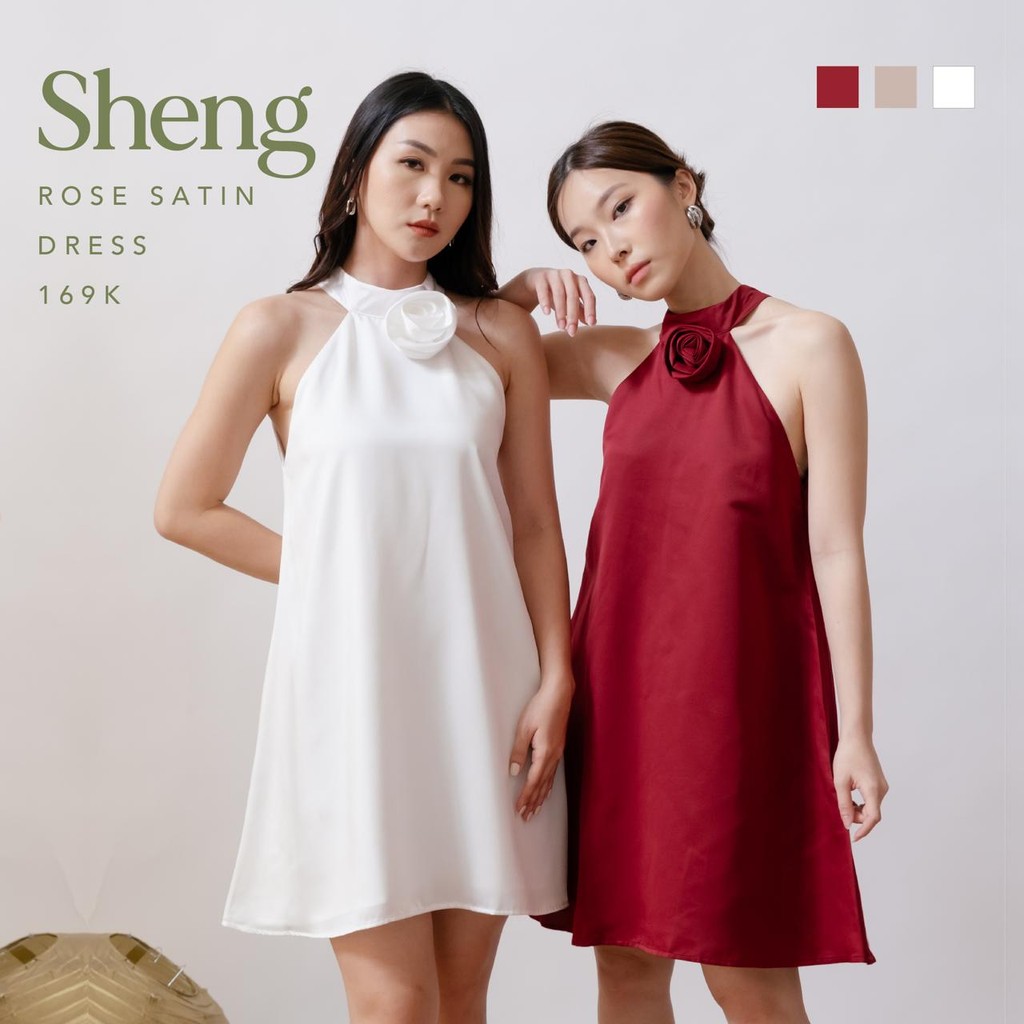 Jual Sheng Rose Satin Dress -- Ocha Wear | Pakaian Dress Wanita | Dress ...